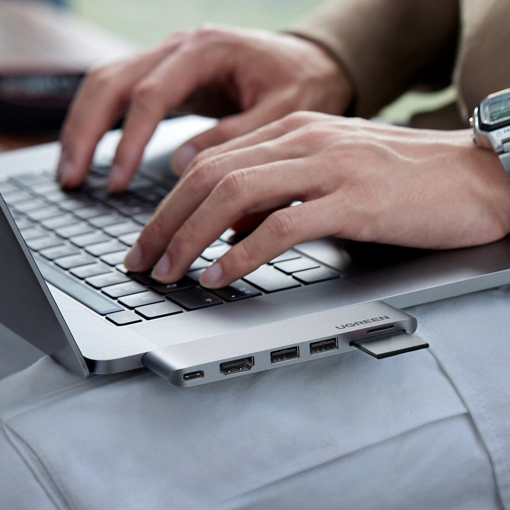 HUB Ugreen CM380 2xUSB C - HDMI/2xUSB 3.0/SDTF/USB C PD - gray Shop Ugreen.pl