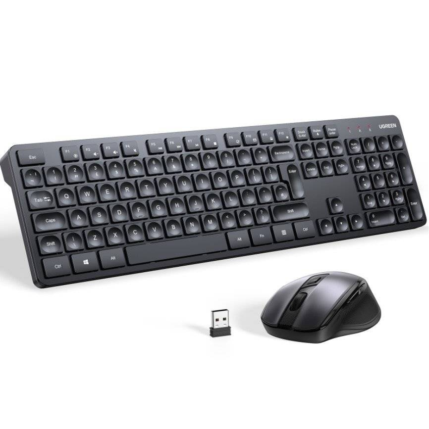 Wireless computer mouse and keyboard set 2.4Ghz Ugreen MK006 - black ...